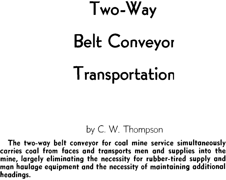 Two-Way Belt Conveyor Transportation - 911Metallurgist